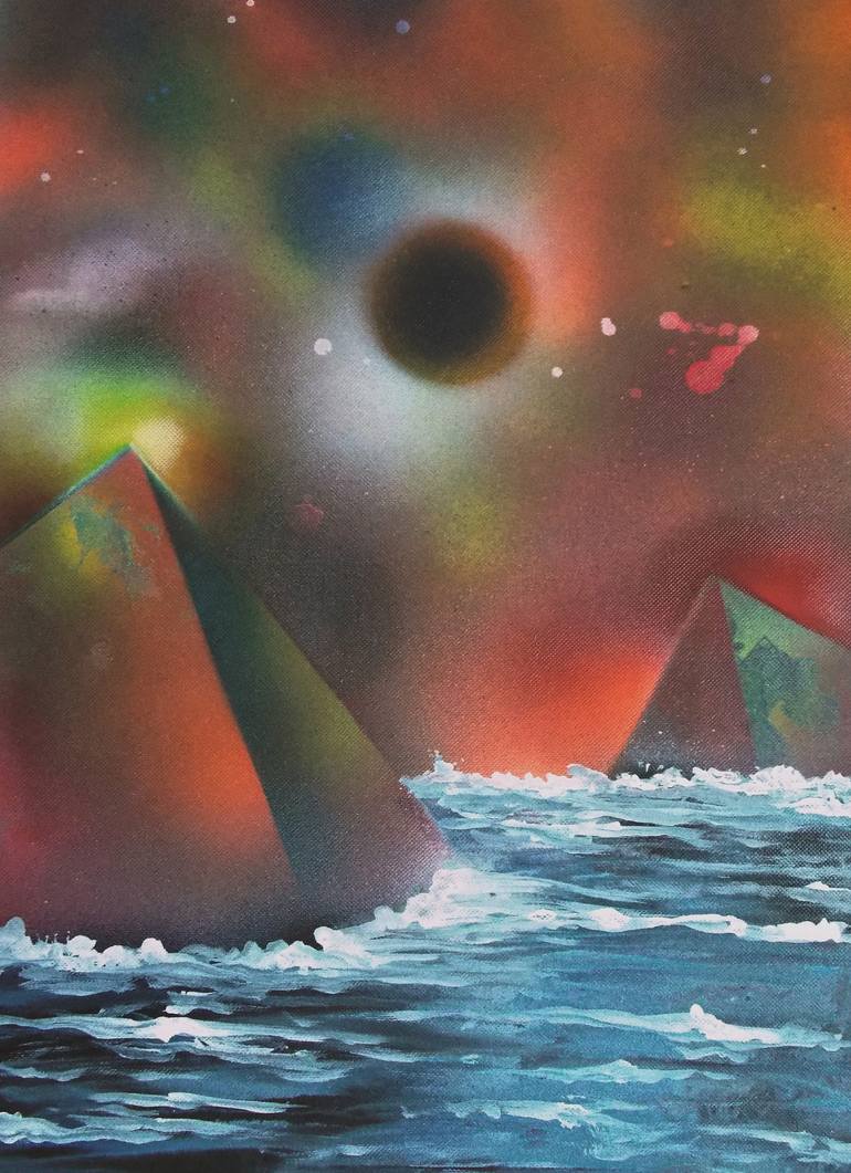 Eclipse over Pyramids Painting by George Hunter | Saatchi Art