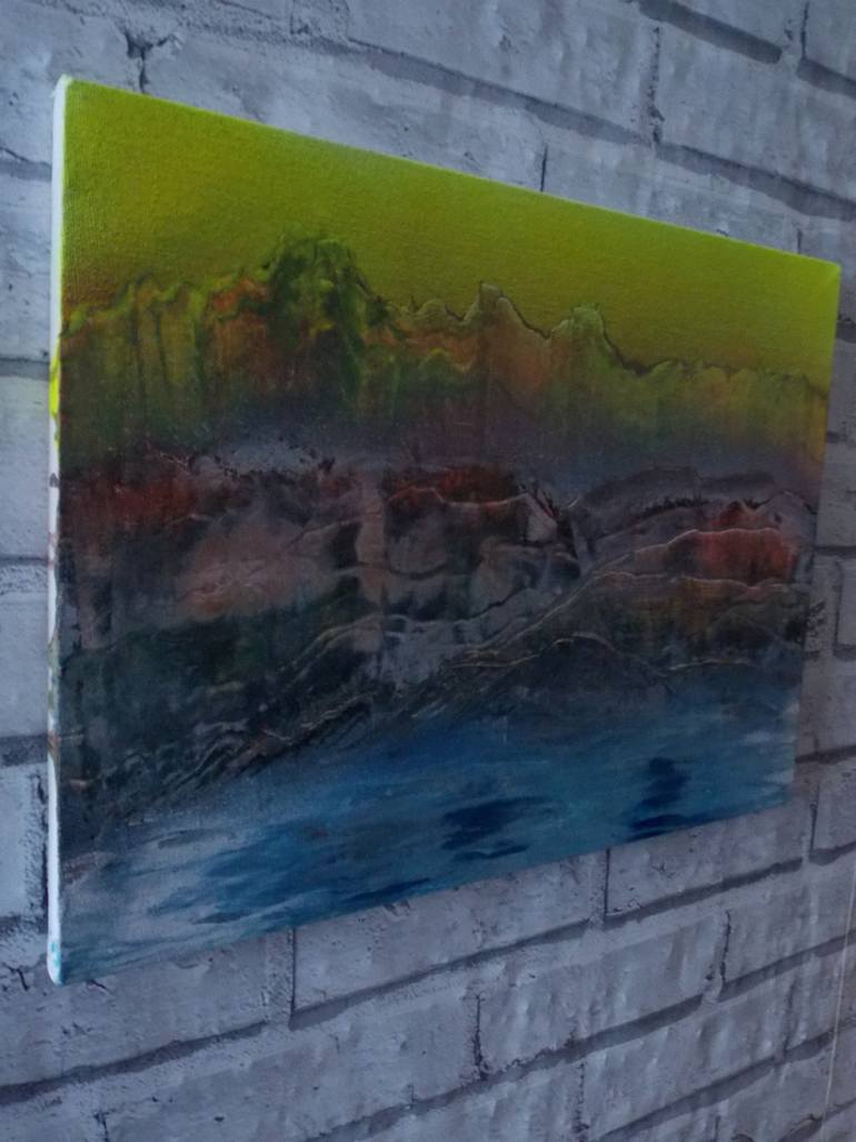 Cold mist at mountain lake Painting by George Hunter | Saatchi Art