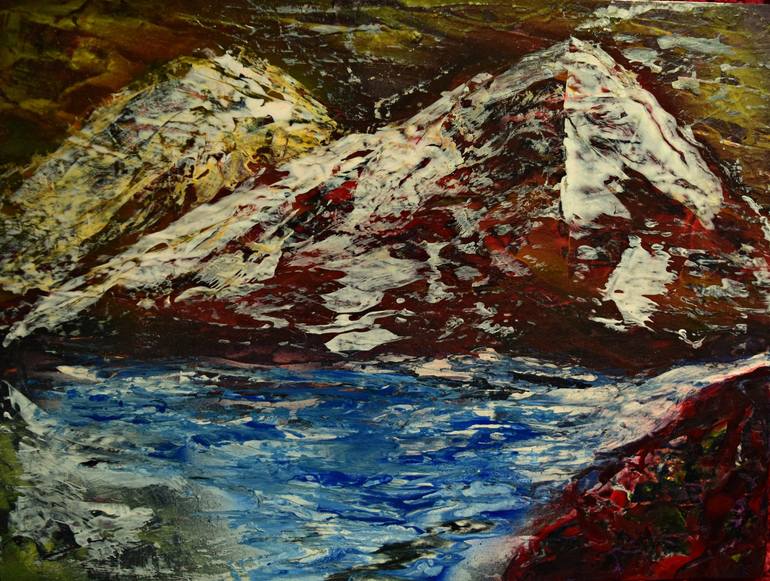 Snow capped mountains by the Tarn Painting by George Hunter | Saatchi Art