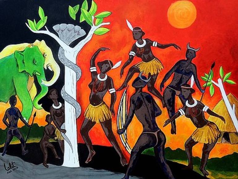 TRIBAL DANCE Painting by Lalit Jain | Saatchi Art