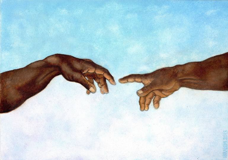 CREATION OF ADAM, AFRICAN STYLE Painting by Ibrahim Brian Thompson ...