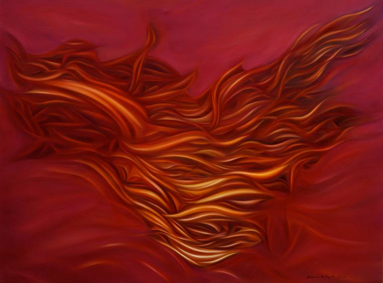 Red Fire Painting by Laura Baez de Lacayo | Saatchi Art