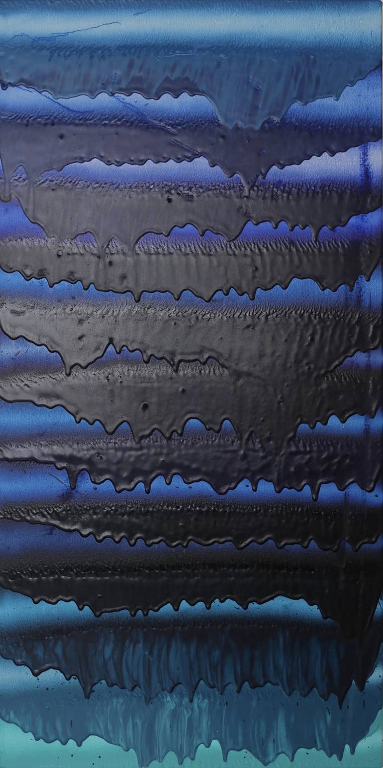 Twelve horizontal loose lines blue (UK collector) Painting by Arkadiusz ...