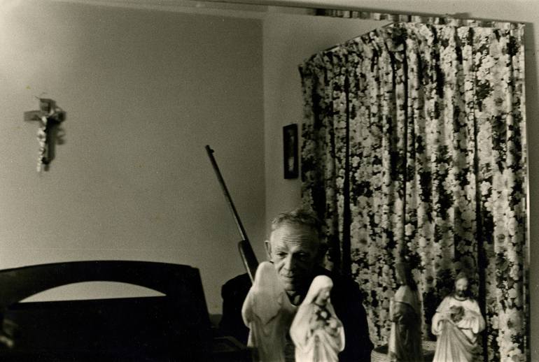 Dad with Gun and Religious Statues Photography by Virginia A Zuelsdorf ...
