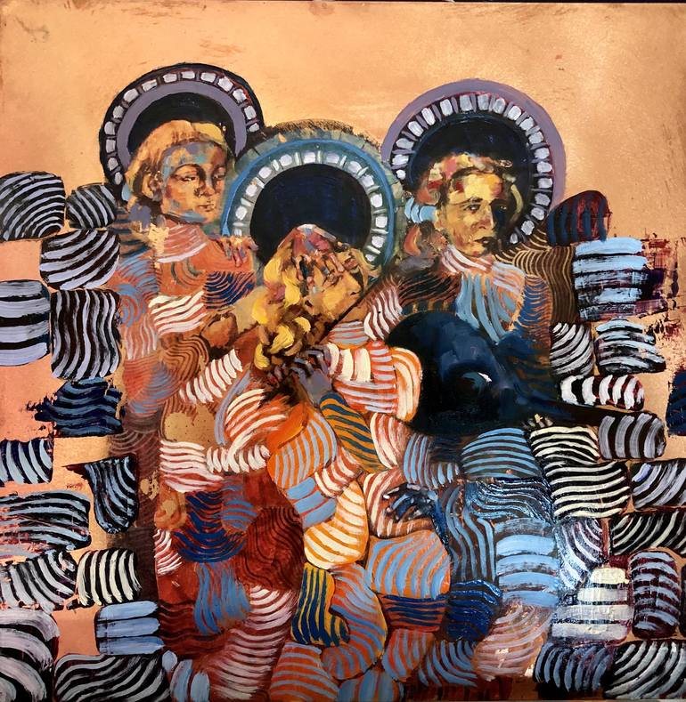 Six Hands (on copper) Painting by Ingrid Shults | Saatchi Art