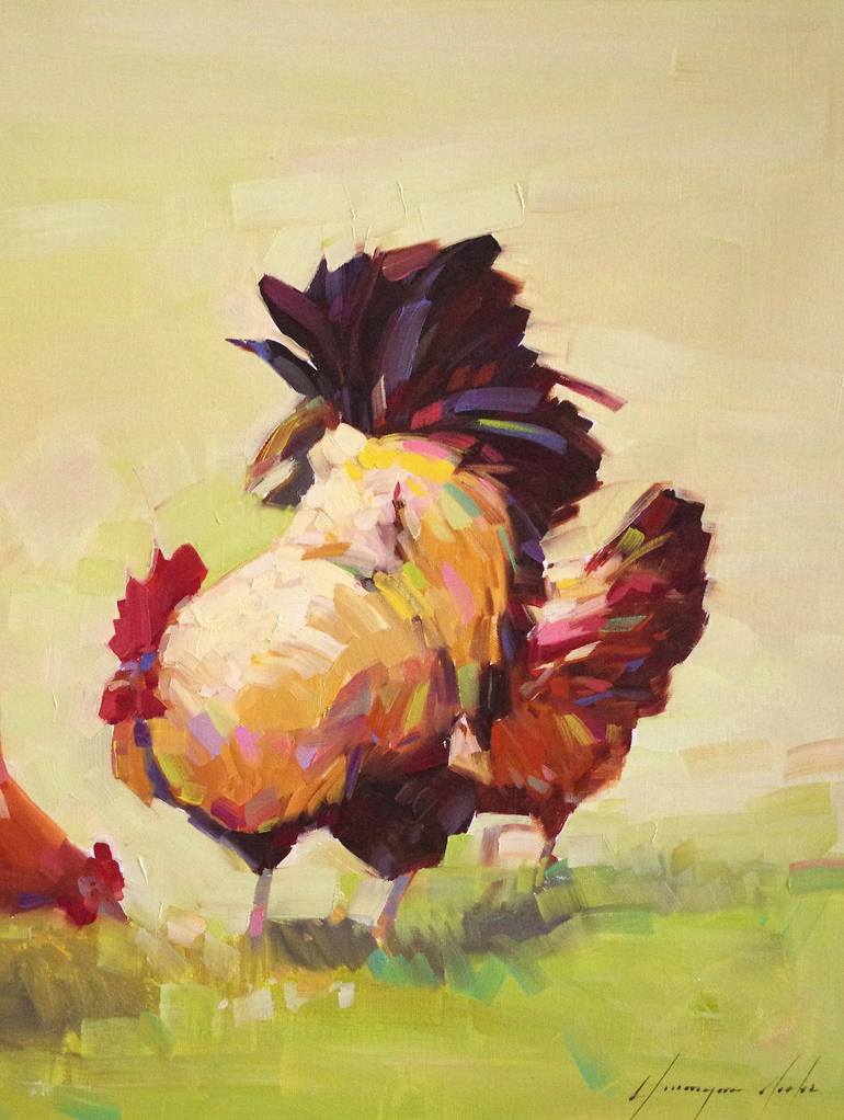 Hens, Original oil painting, Impressionism, traditional art, Handmade ...