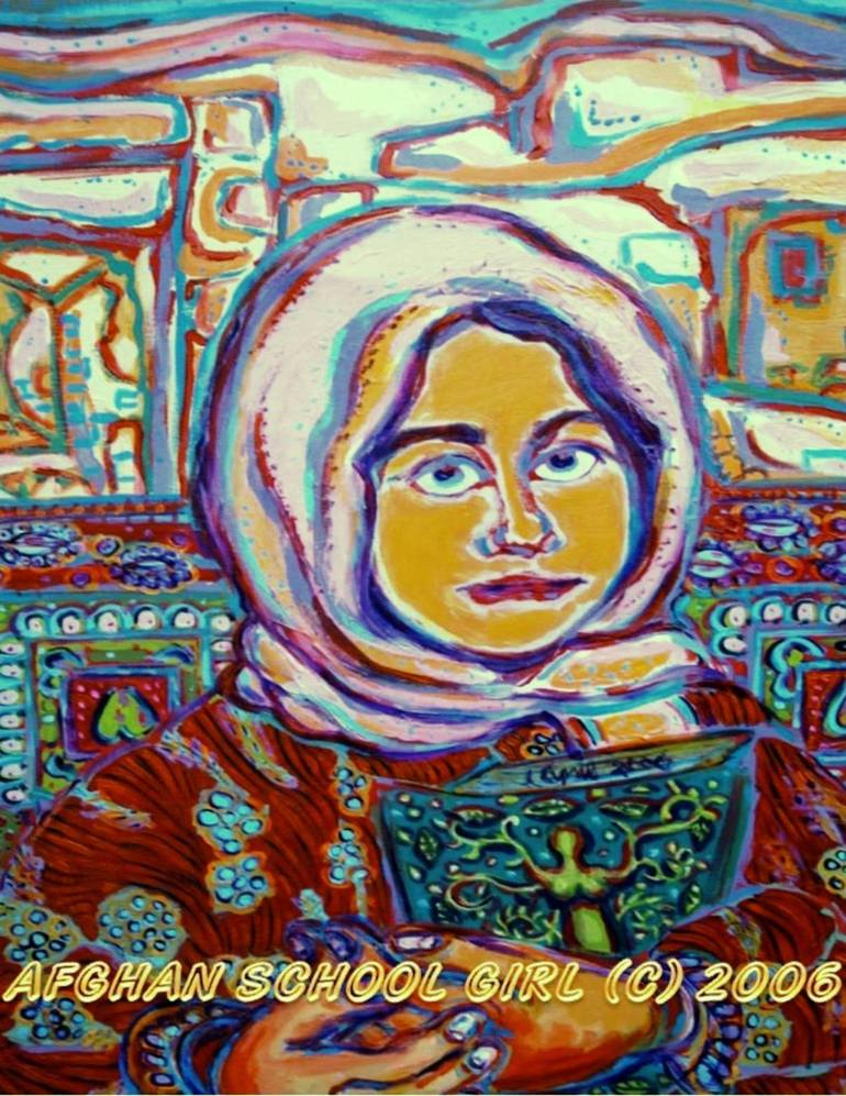 Afghan School Girl Painting by Ingrid April | Saatchi Art
