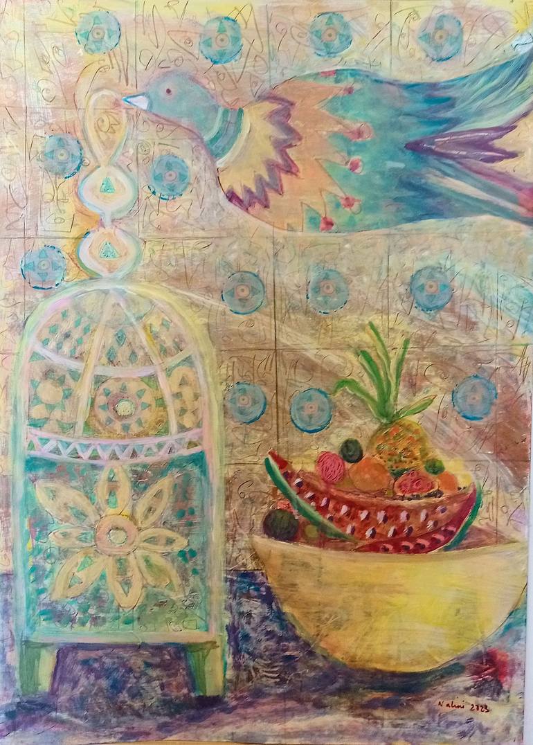 still life with bird of paradise Painting by Nalini Cook | Saatchi Art