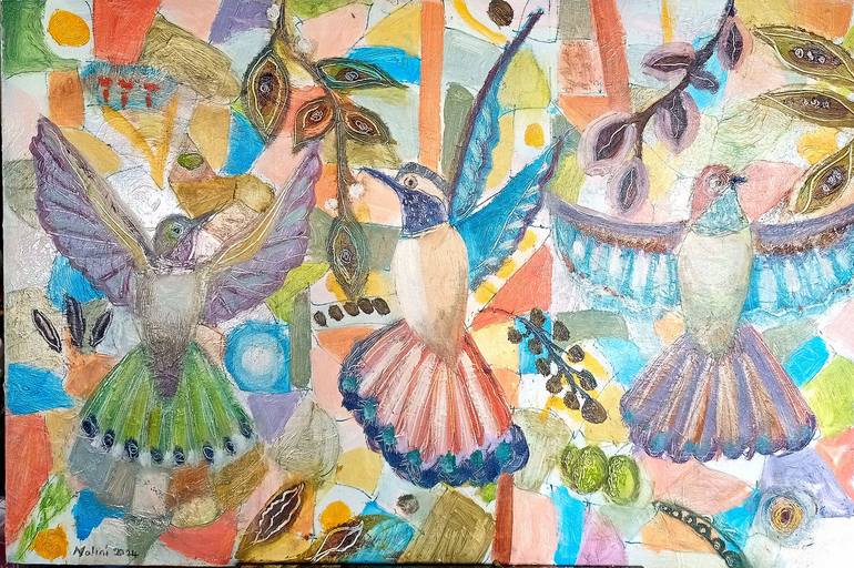 pajaritos exotica Painting by Nalini Cook | Saatchi Art