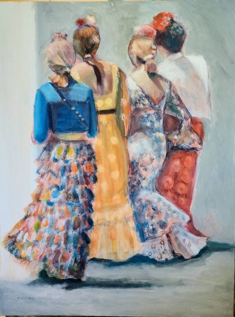 girls out Painting by Nalini Cook | Saatchi Art