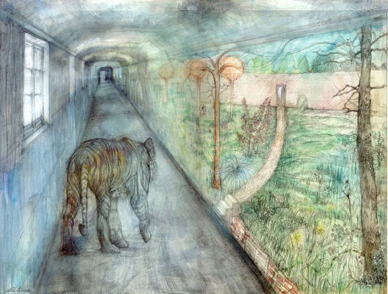 Tiger Asylum Drawing by Leila Pedersen | Saatchi Art