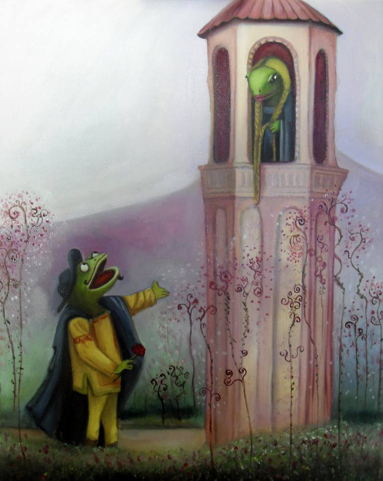 Rapunzel, I rather stay here Painting by Kirsi-Maria Aho | Saatchi Art