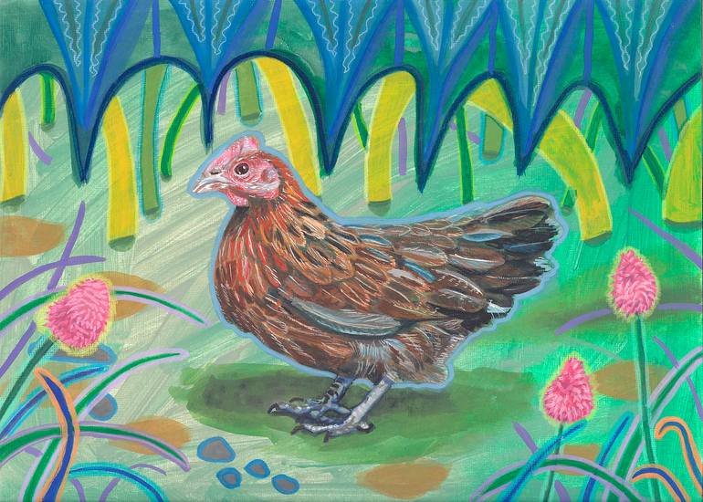 Polish chicken portrait Painting by Julia Jasinski | Saatchi Art