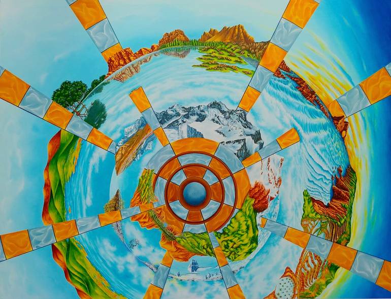 Circular Landscape Painting by Gonz Jove | Saatchi Art