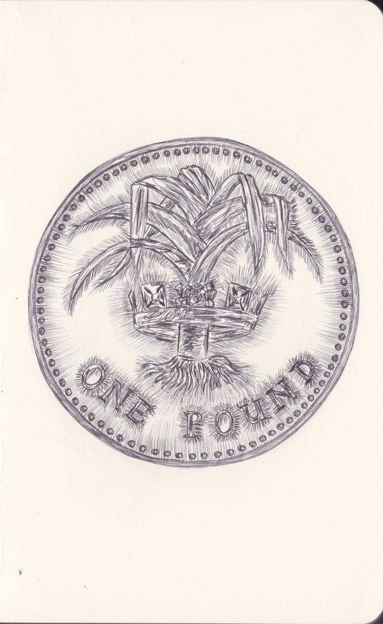 Ballpen 1 Pound Drawing by Ballpointpen Illustrator | Saatchi Art