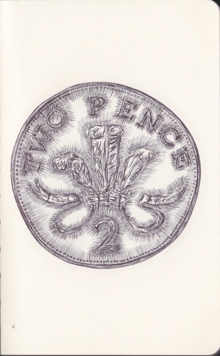 Ballpen 2 Pence Drawing by Ballpointpen Illustrator | Saatchi Art