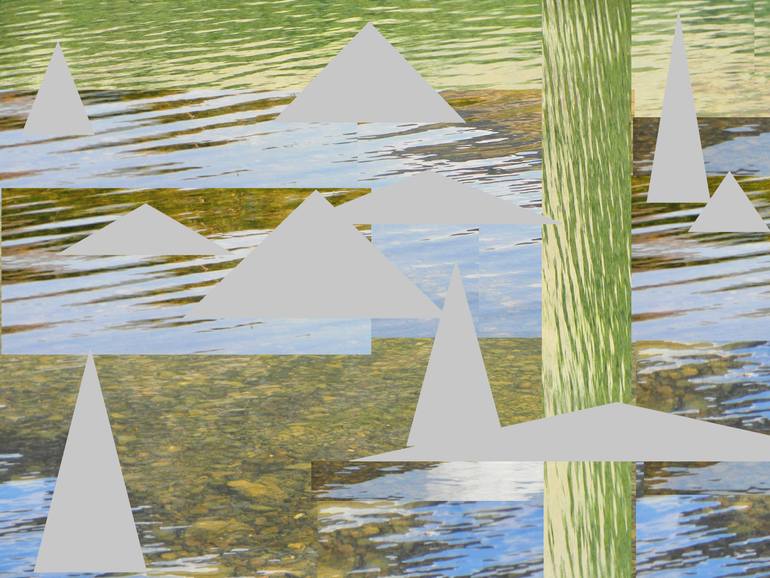 Lake Collage with Triangles Collage by Heather Bolton | Saatchi Art