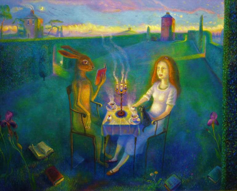 Alice and the Magic Book Painting by Mark Burrell | Saatchi Art