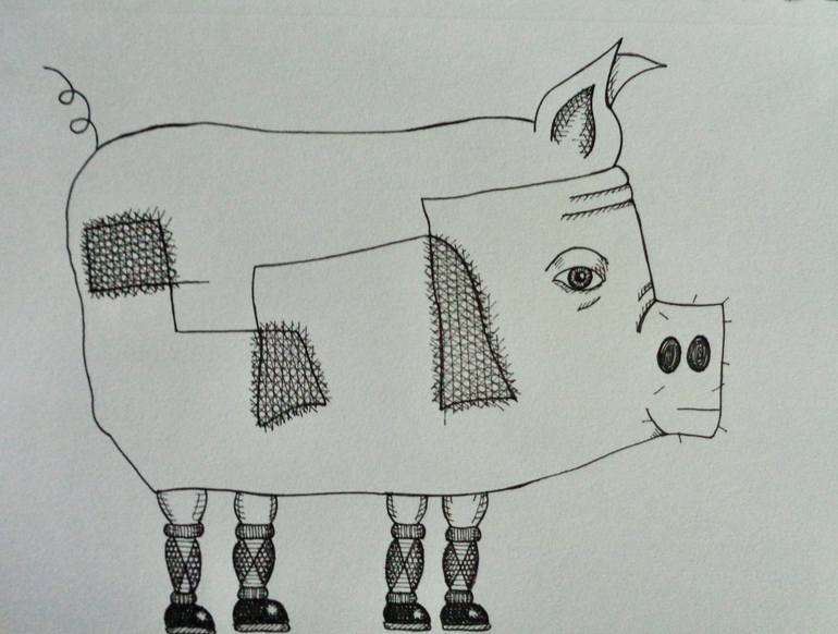 A Stylish Oinker Drawing by Daniel Genova | Saatchi Art