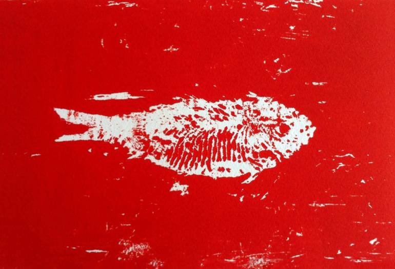 Fish skeleton Printmaking by Nonna Myndreskou | Saatchi Art