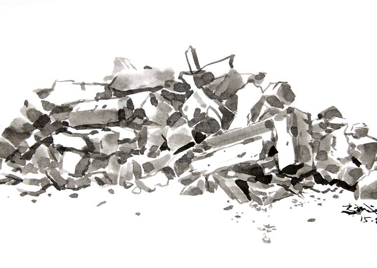 The Construction Waste 2 Drawing by Gao Cheng | Saatchi Art