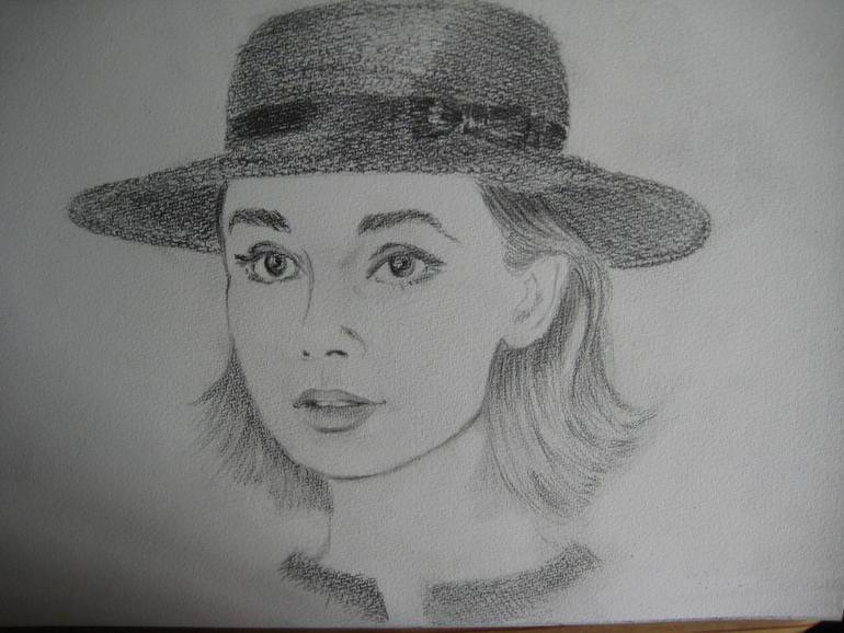 Girl in a Black Straw Hat Drawing by gaynor lester | Saatchi Art