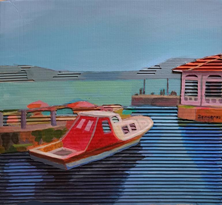 The boat Collage by Lesya Demchenko | Saatchi Art