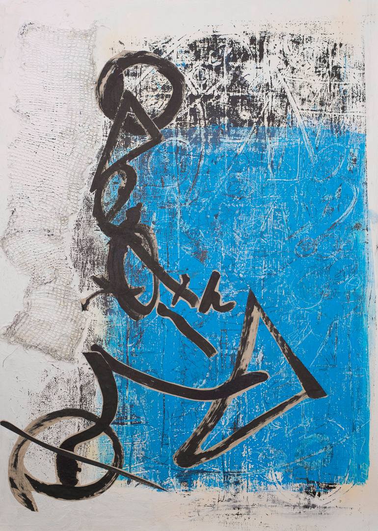 BLUE GESTURE Collage by Elaine Ziggy Scott | Saatchi Art