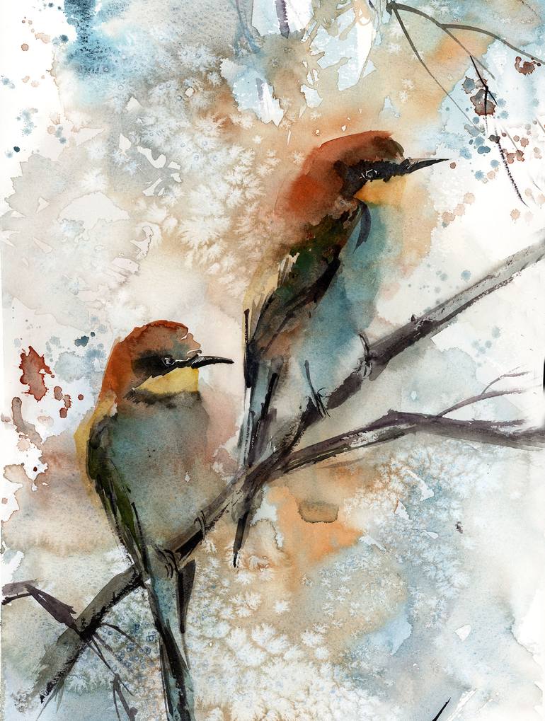 Bee Eaters Painting by Sophie Rodionov | Saatchi Art