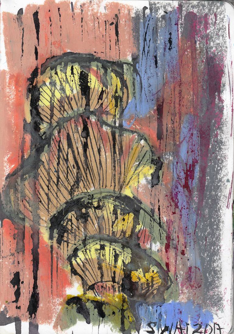 Painting 5 in. x 5 in. Abstract Mushroom Painting Art & Collectibles ...