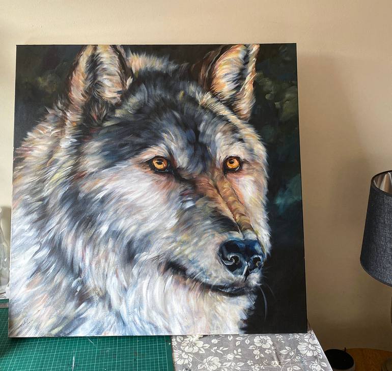 Wild One_Grey Wolf Painting by Arti Chauhan | Saatchi Art