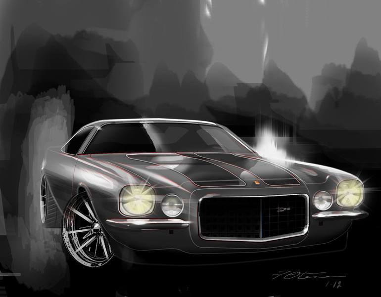 1970s Chevrolet Camaro Mixed Media by Fred Otene | Saatchi Art