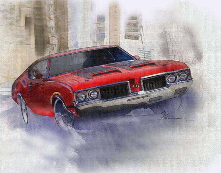1970 Oldsmobile 442 Mixed Media by Fred Otene | Saatchi Art