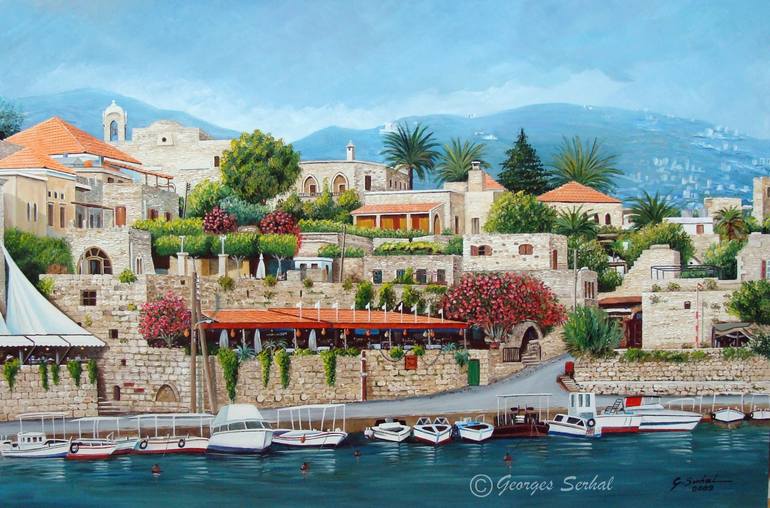 L 169 - Byblos' harbor / Lebanon Painting by georges serhal | Saatchi Art