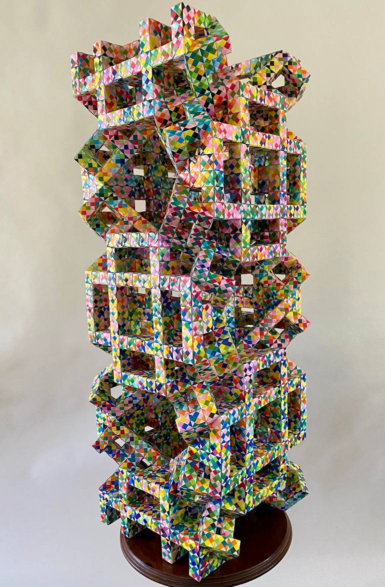 14,000 Sheet Architectural Rainbow Origami Tower Sculpture by Vance ...