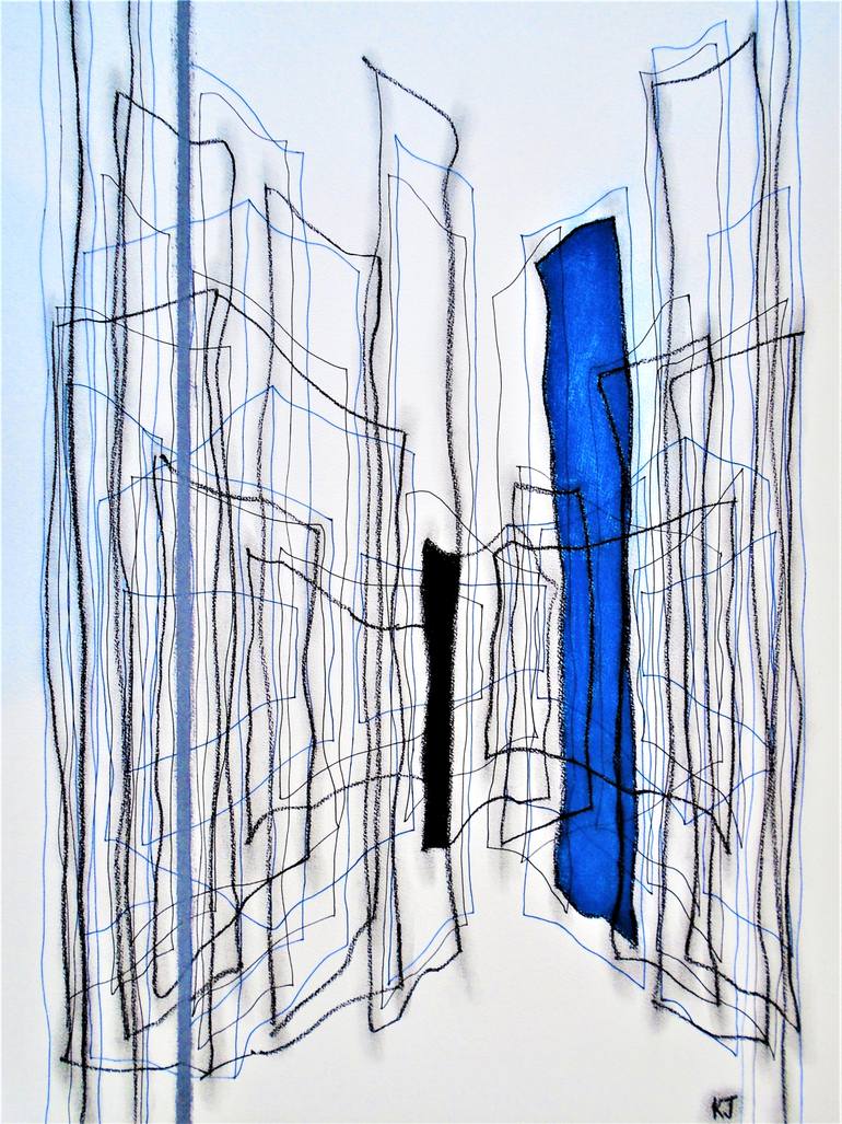 Blue and Black Verticals No.7 Drawing by Kevin Jones | Saatchi Art