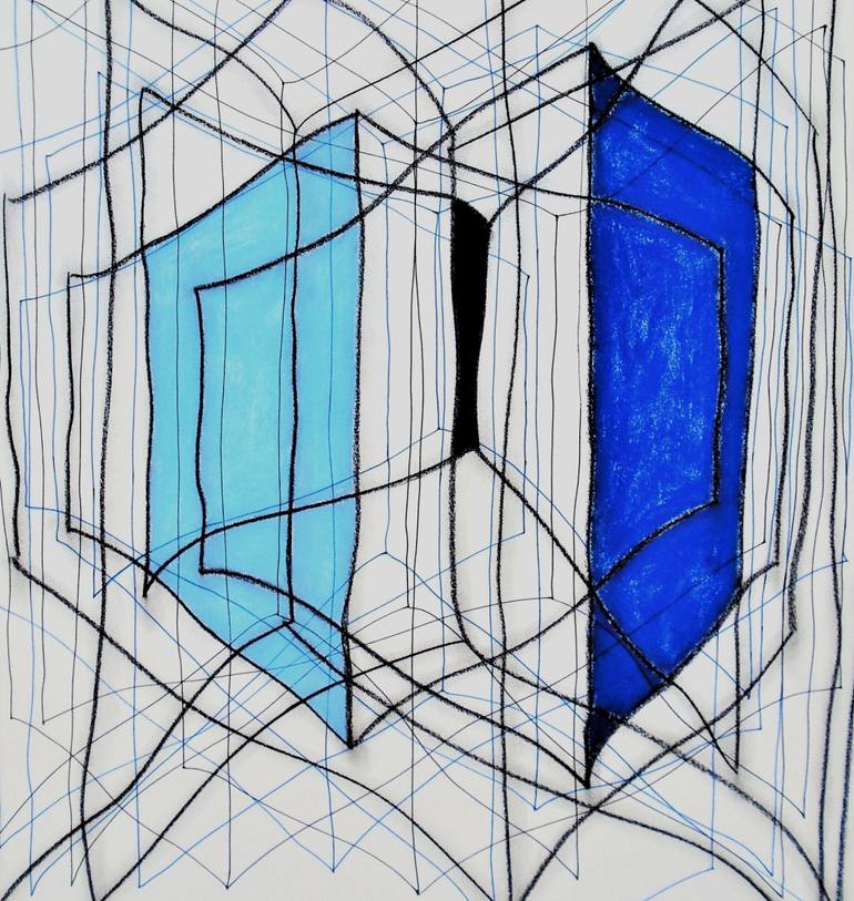 Two Blue and Black Verticals Drawing by Kevin Jones | Saatchi Art