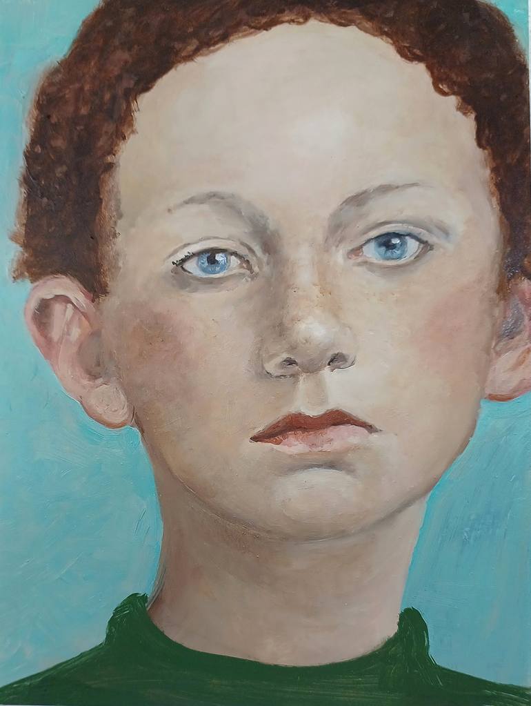 green sweater Painting by Regine Kuschke | Saatchi Art