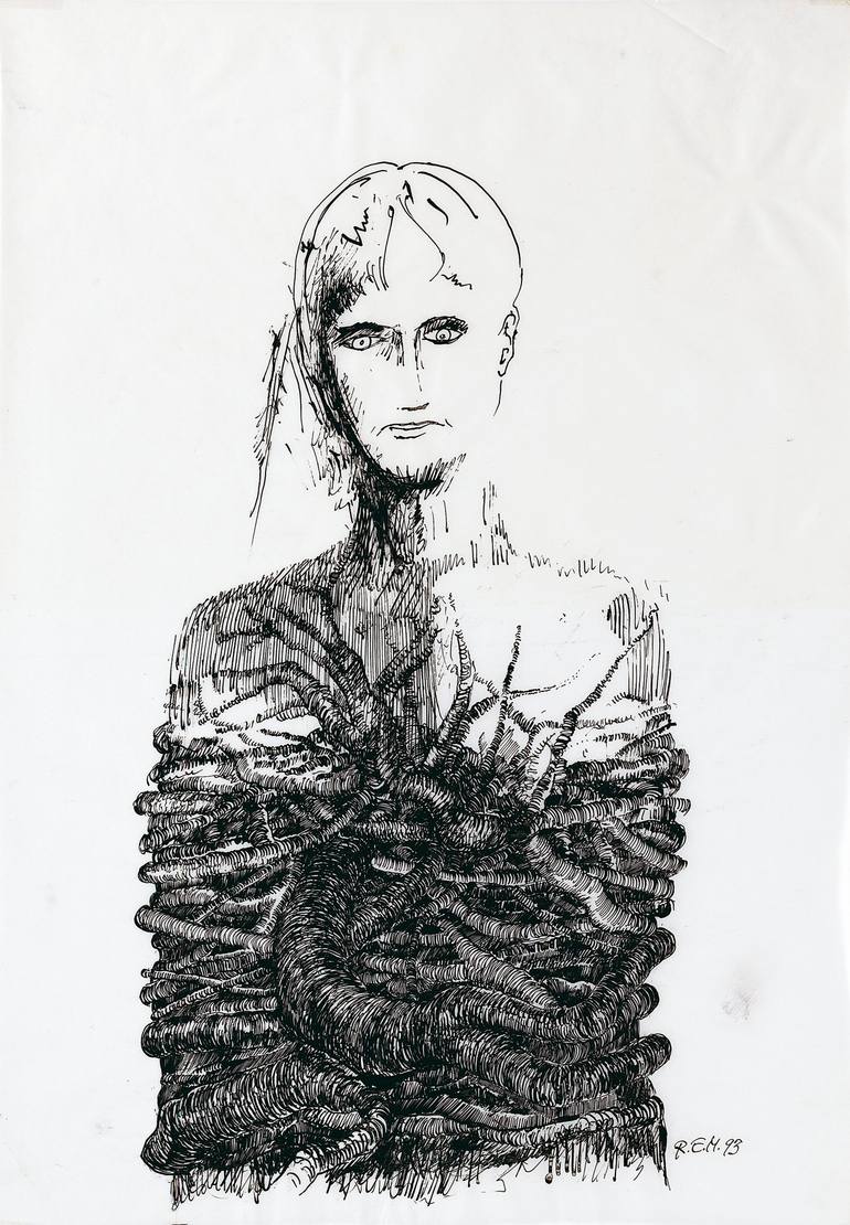 Ersticken 2 (Suffocating 2) Drawing by Rudolf Mitter | Saatchi Art