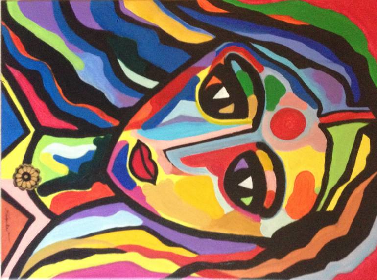 Lady with the Red Dot Painting by Shankar Gaur | Saatchi Art