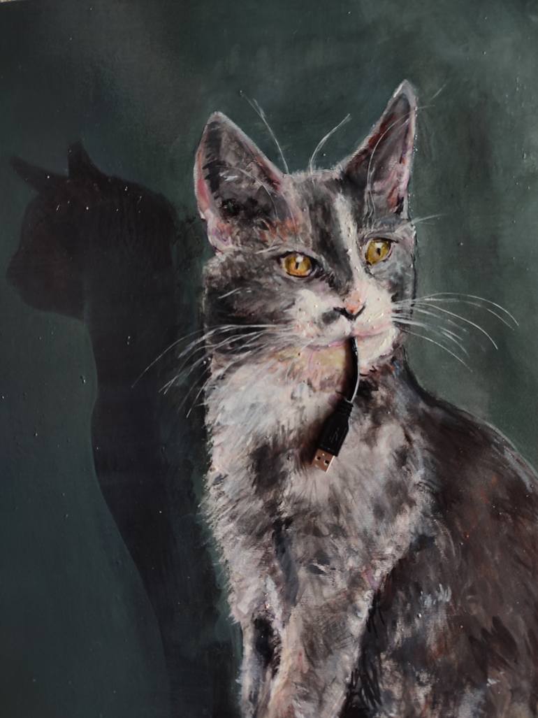 Connected Cat Painting by Mennato Tedesco | Saatchi Art