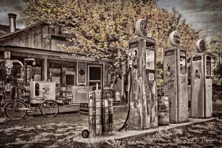 Vintage Gas. Colorized infrared photography printed on canvas or ...