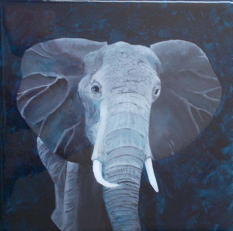 Grey Elephant Painting by Brian Saunders | Saatchi Art