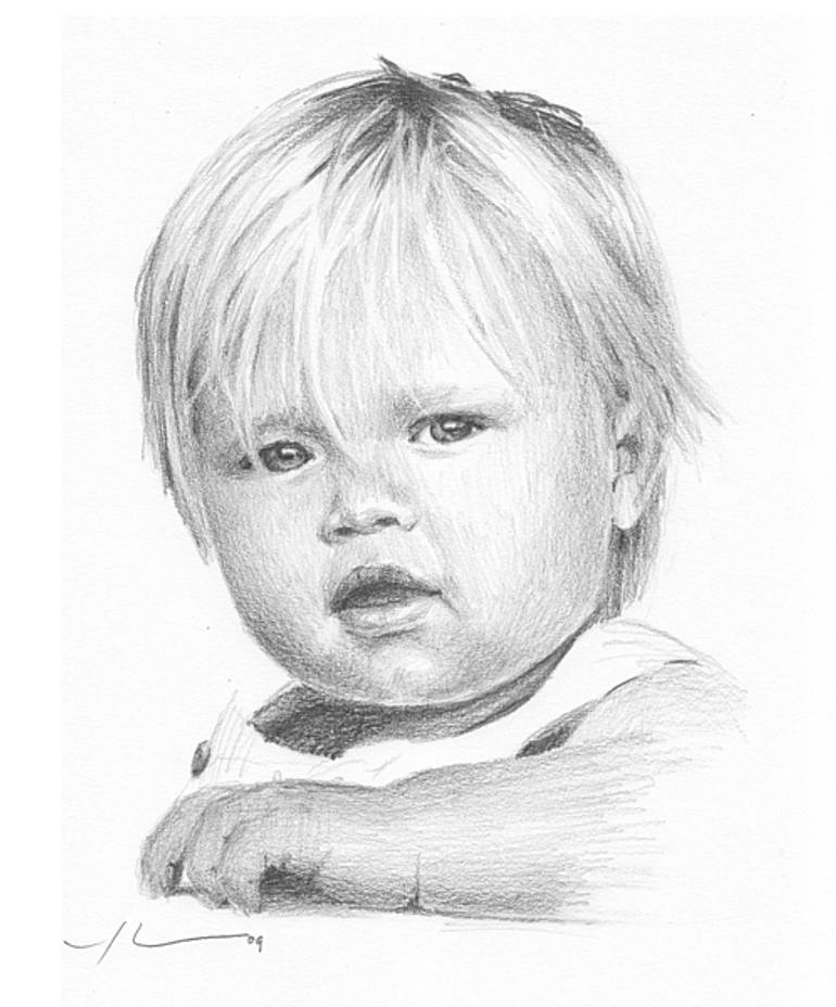 Baby boy pencil portrait Drawing by Mike Theuer | Saatchi Art