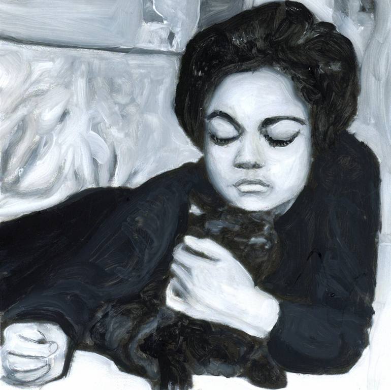 Eartha Kitt, black cat Painting by Christy Powers | Saatchi Art