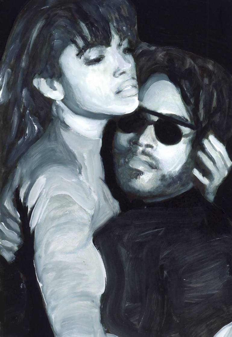 Lisa Bonet & Lenny Kravitz Painting by Christy Powers | Saatchi Art