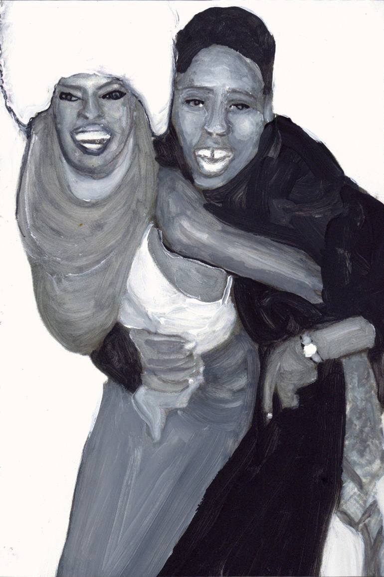 Andre Leon Talley and Grace Jones Painting by Christy Powers | Saatchi Art