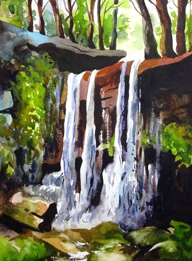 Waterfalls 6 Painting by Sumit Datta | Saatchi Art