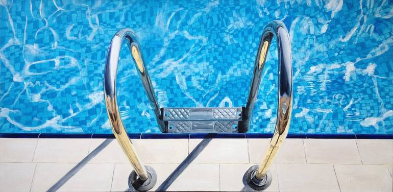 Swimming pool reflections Painting by Laurence de Valmy | Saatchi Art