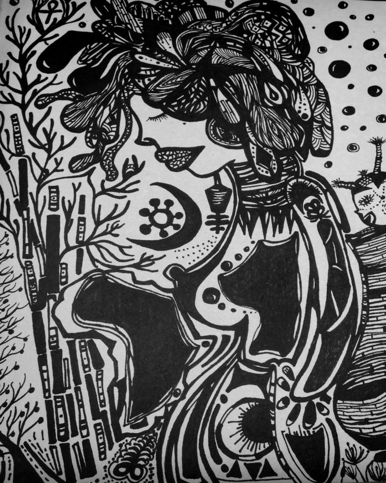 Mama Sauve moi Drawing by Sandrine AK | Saatchi Art